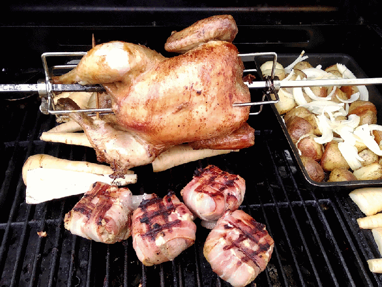 Barbecue roast chicken with all the trimmings – Al cooks